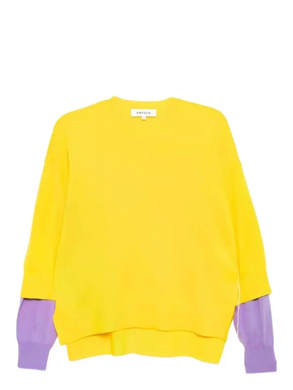 ENFOLD Wool Jumper With Drop Shoulder And Inside-out Effect Seams - Yellow