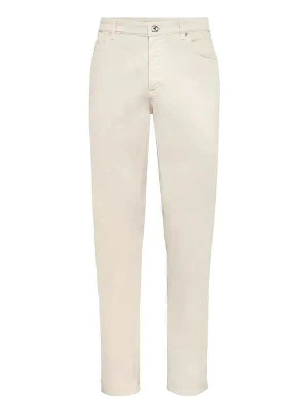 Brunello Cucinelli Straight-leg Stretch-cotton Trousers - Neutrals