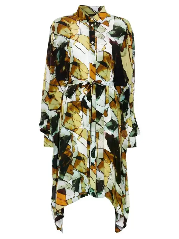 Henrik Vibskov Abstract Print Belted Shirt Dress - Blue