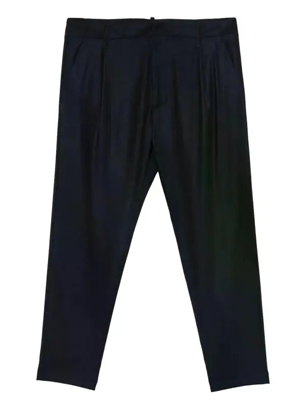 DONDUP Virgin Wool Blend Flannel Trousers - Blue