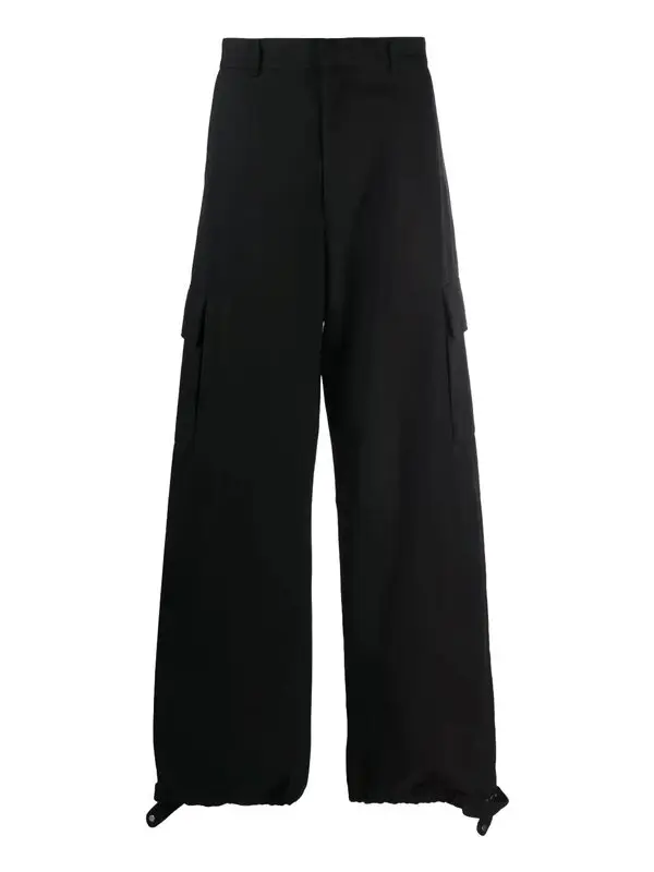 Off-White Wide-leg Wool Blend Cargo Trousers - Black