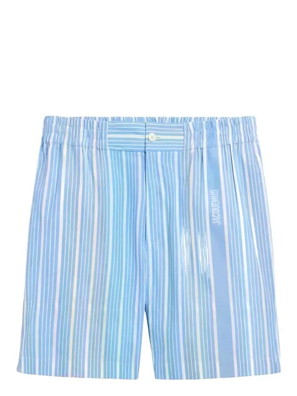 Jacquemus Striped Cotton Shorts - Blue