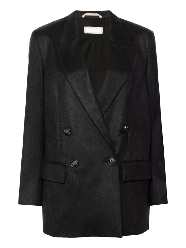 Peserico Virgin Wool Double-breasted Blazer - Grey