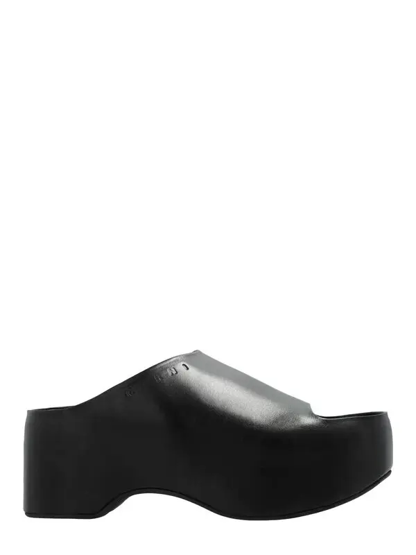 Marni 75mm Wedge Leather Sandals - Black