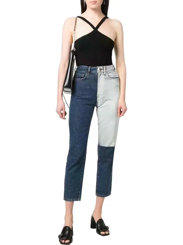 Philipp Plein Two Tone Patch Jeans - Blue