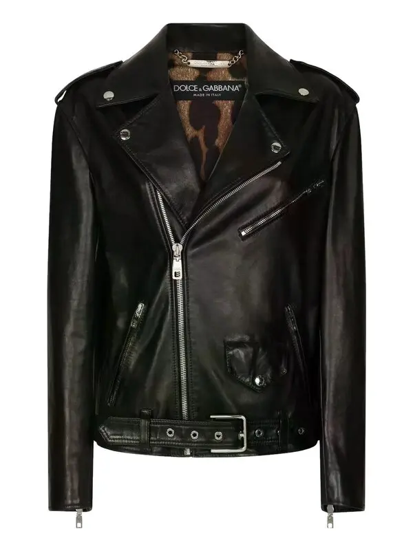 Dolce & Gabbana Leather Biker Jacket - Black