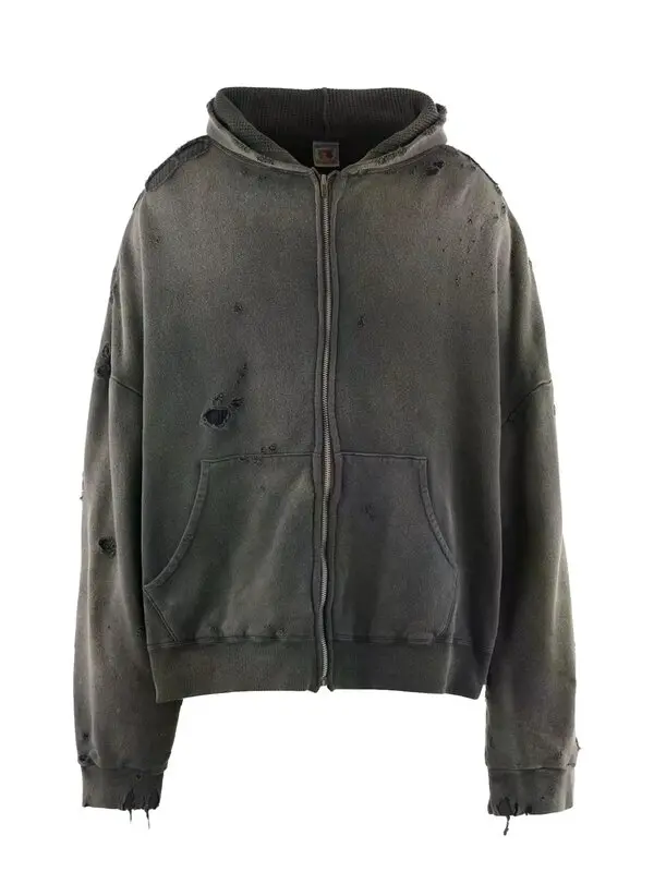 SAINT MXXXXXX Distressed Hoodie - Black