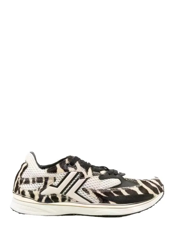 LANVIN Zebra Print Panelled Sneakers - Neutrals