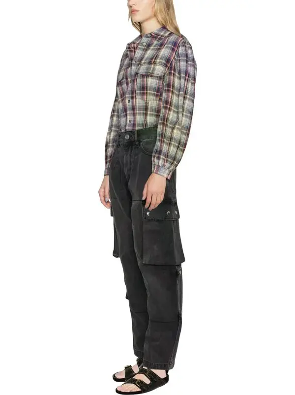MARANT ETOILE Lidzy" Plaid Check Puff-sleeve Shirt - Neutrals