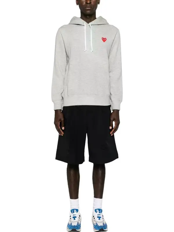 Play Comme Des Garcon Heart-motif Cotton Hoodie - Grey