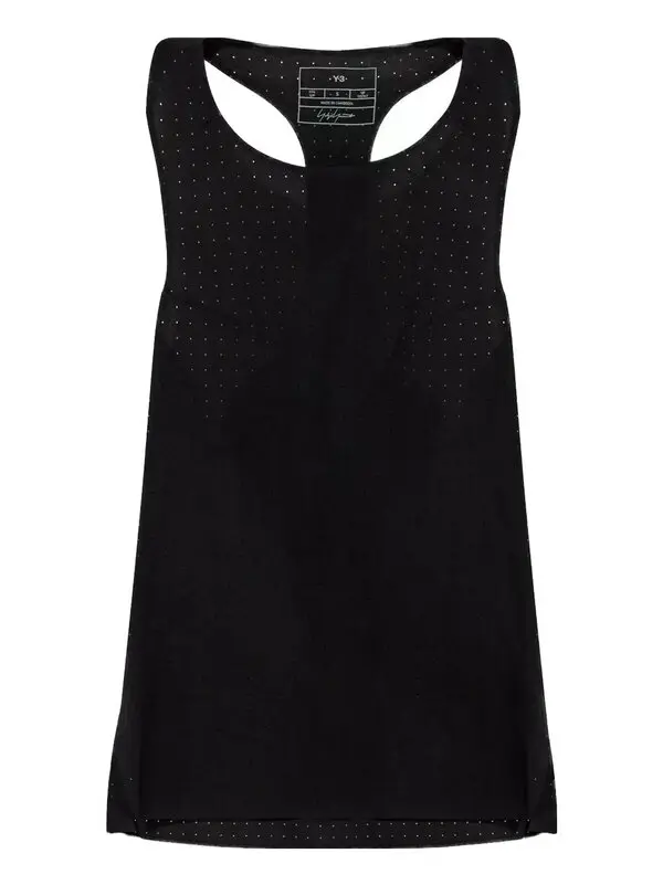 Y3 Perforated Detail Racerback Tank Top - Black