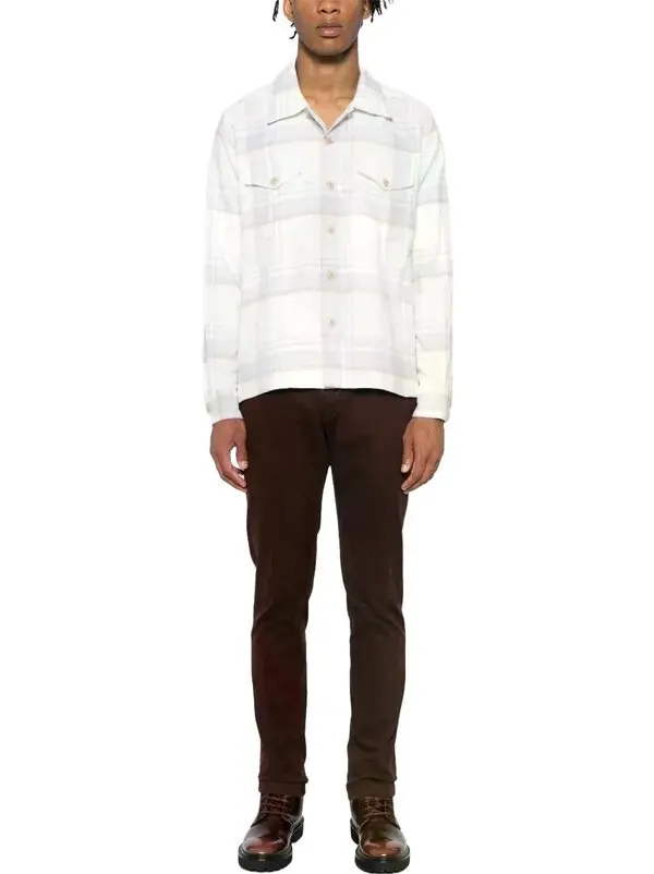 Eleventy Checked Cotton Shirt - White