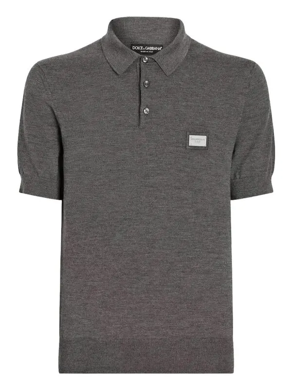 Dolce & Gabbana Logo-tag Wool Polo Shirt - Grey