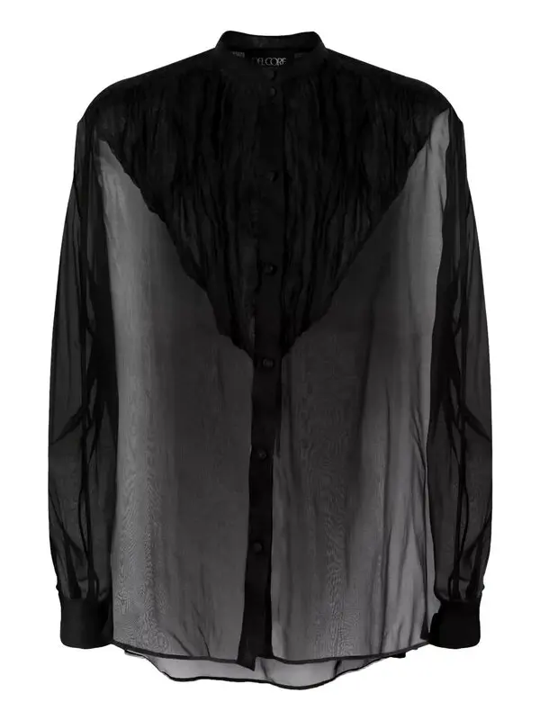 DEL CORE Silk Organza Blouse - Black
