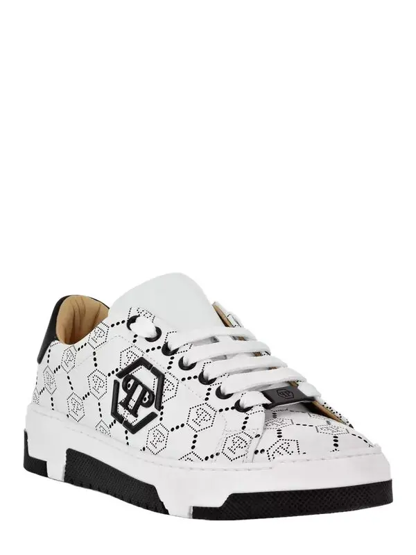 Philipp Plein Monogram Leather Sneakers - White