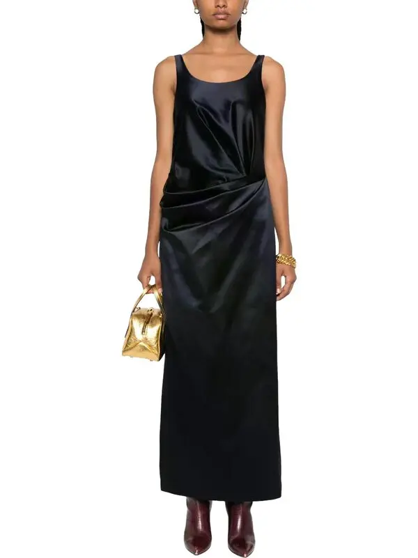 Fendi Gathered Silk Maxi Dress - Blue