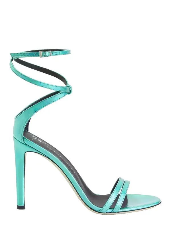 GIUSEPPE ZANOTTI Metallic Double-strap Stiletto Sandals - Blue