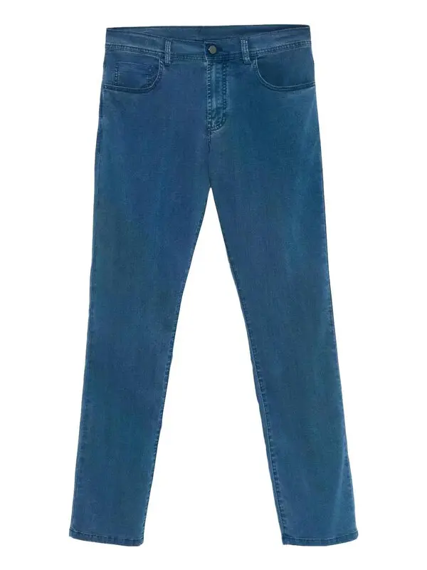 Canali Tapered Leg Trousers - Blue