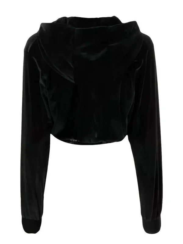 Philipp Plein Embellished Velour Hoodie - Black