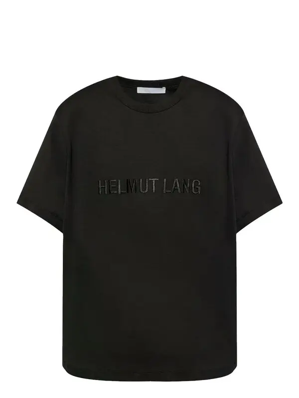 Helmut Lang Logo Embroidered Cotton T-shirt - Black