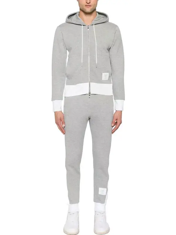 Thom Browne Loopback 4-bar Zip-up Hoodie - Grey