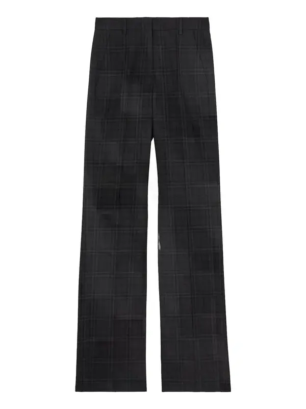 Burberry Check Wool Tailored Trousers - Black