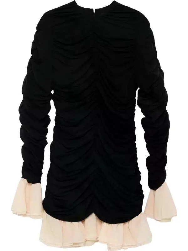 ROTATE BY BIRGER CHRISTENSEN Ruched Long-sleeve Mini Dress - Black