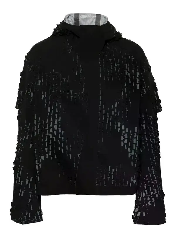 HELIOT EMIL Lasercut Pattern Hooded Jacket - Black