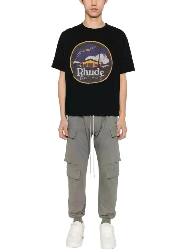 Rhude Logo-print Cotton T-shirt - Black