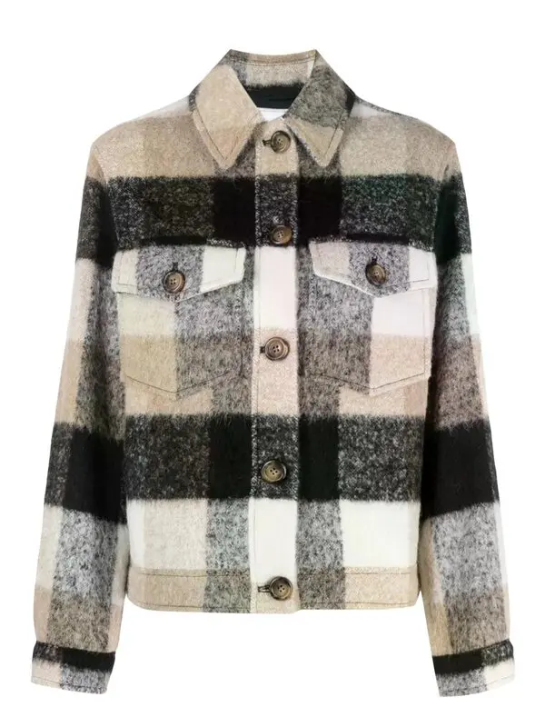 Woolrich Fringed Checked Shirt Jacket - Black