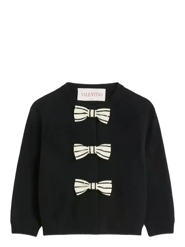 Valentino Garavani Embroidered-bow Cardigan - Black