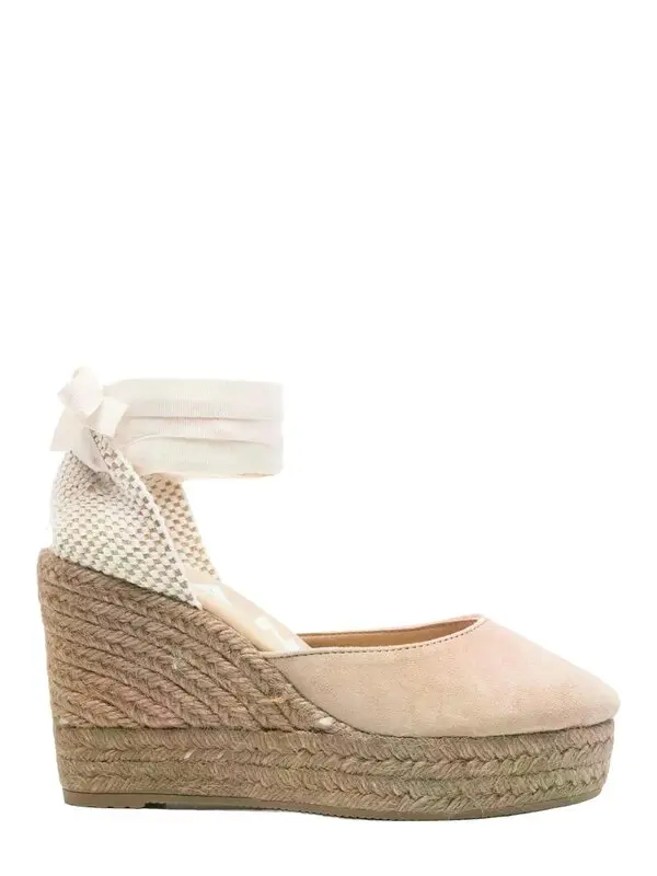Manebí Tie-detail Suede Wedge Espadrilles - Neutrals
