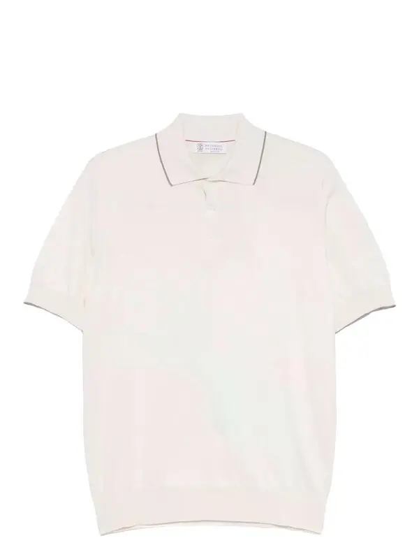Brunello Cucinelli Contrasting-trim Polo Shirt - Neutrals
