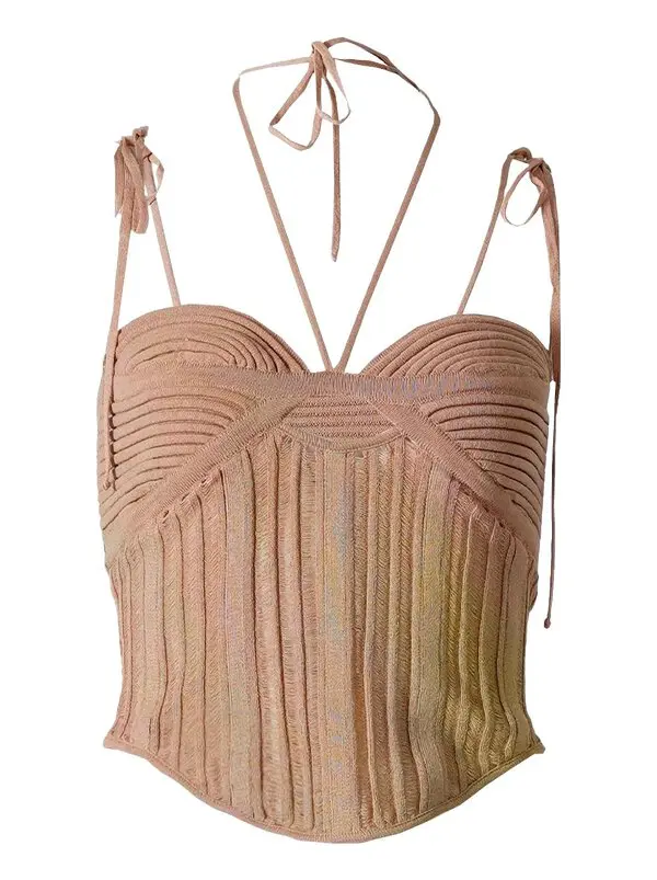 ANDREĀDAMO Sweetheart Neck Cut-out Tank Top - Neutrals