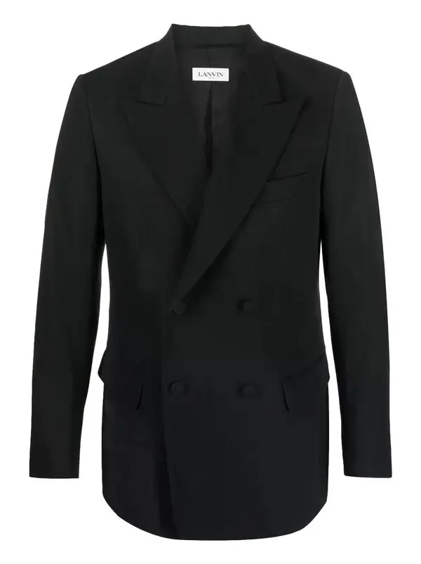LANVIN Double-breasted Wool Blazer - Black