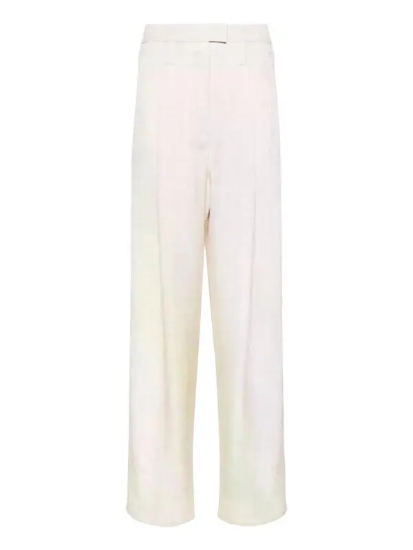 Philosophy Di Lorenzo Serafini Slub Pleated Straight Leg Trousers - Neutrals
