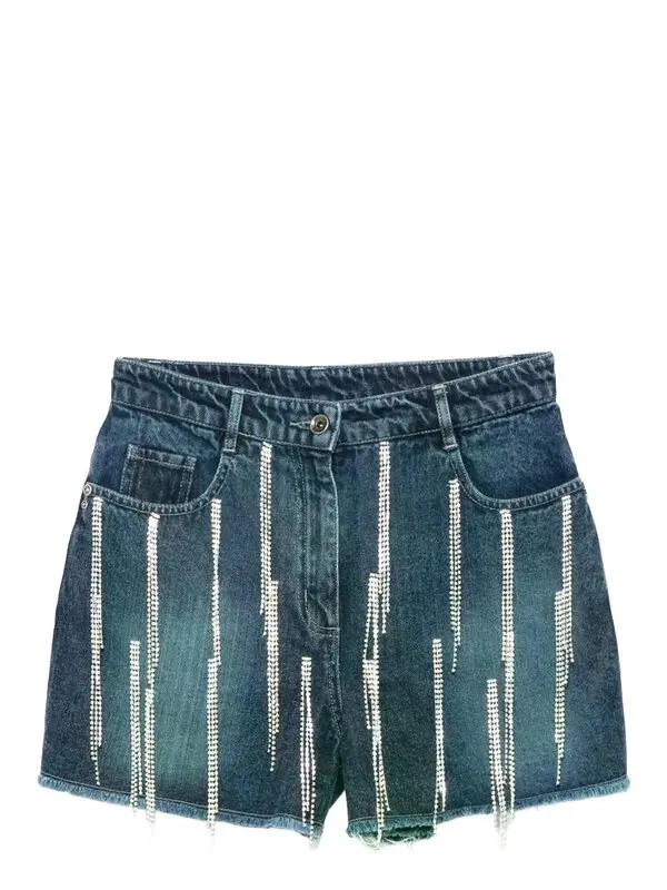 Patrizia Pepe Rhinestone Embellished Denim Shorts - Blue
