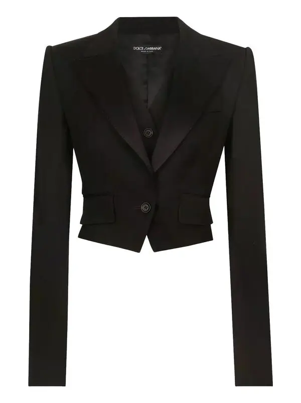 Dolce & Gabbana Gabardine Cropped Jacket With Peak Lapels - Black
