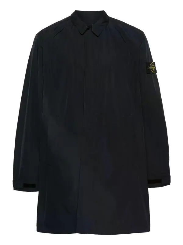 Stone Island Compass Badge Single-breasted Coat - Blue