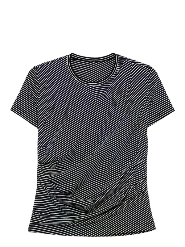JNBY Striped Crewneck T-shirt With Pleated Detail - Black