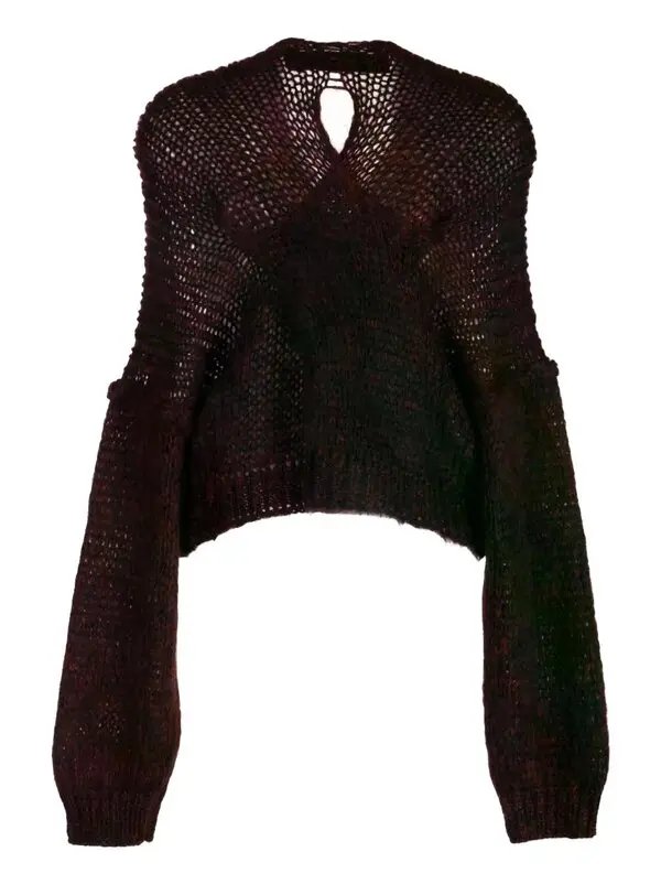 Isabel Benenato Open-knit V-neck Jumper - Red