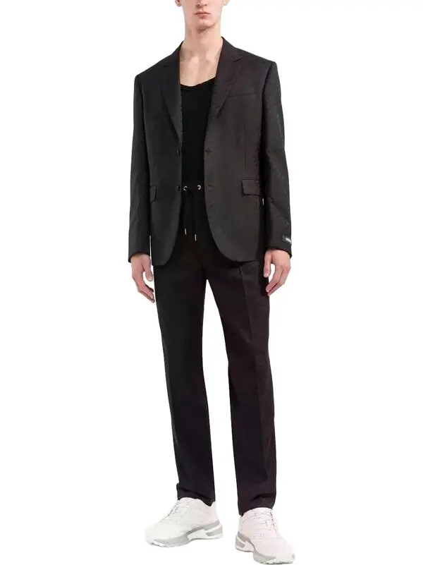 Versace La Greca Single-breasted Wool Blazer - Black