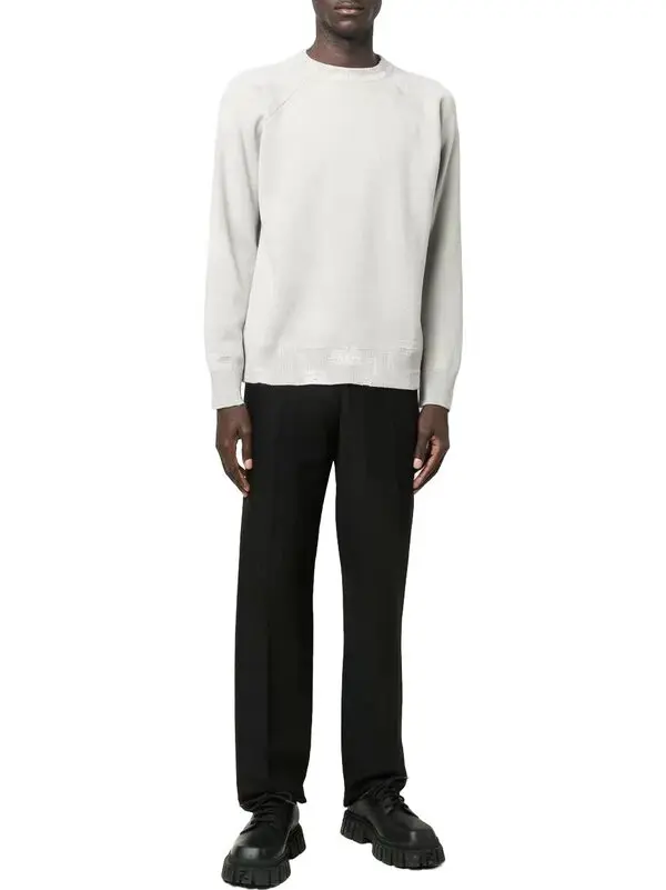 BARRIE Cashmere-cotton Blend Crew Neck Sweatshirt - Grey
