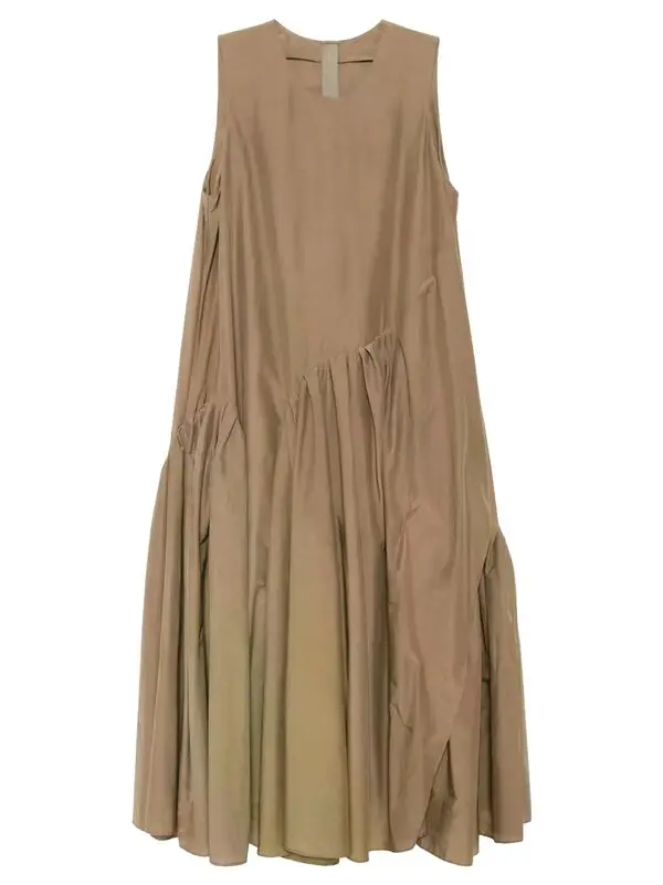 JNBY Sleeveless Asymmetric Hem Pleated Midi Dress - Brown