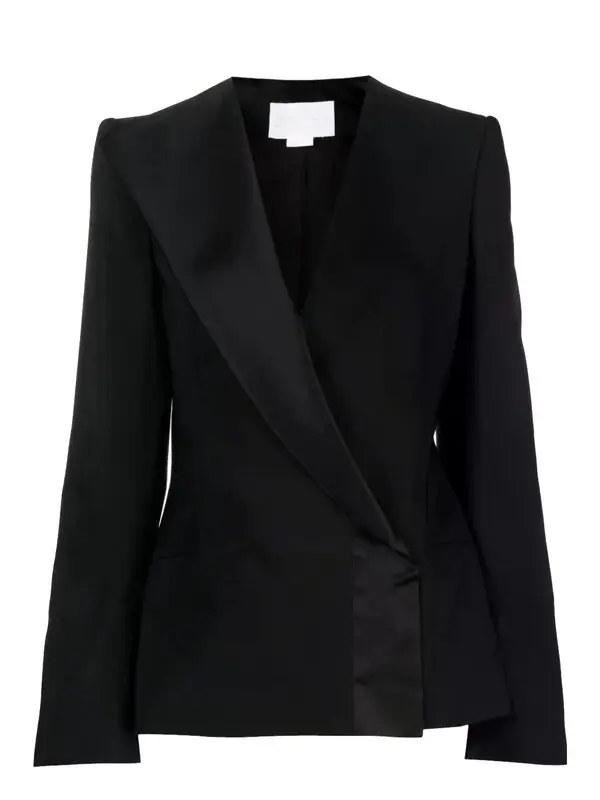 GENNY Single-breasted Asymmetric-lapel Blazer - Black