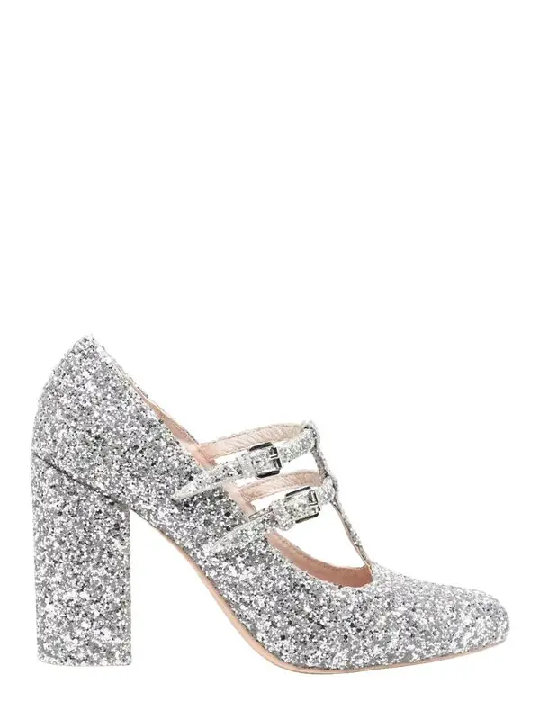 MACGRAW Tessa Glitter Pumps With Buckle Detail - Silver