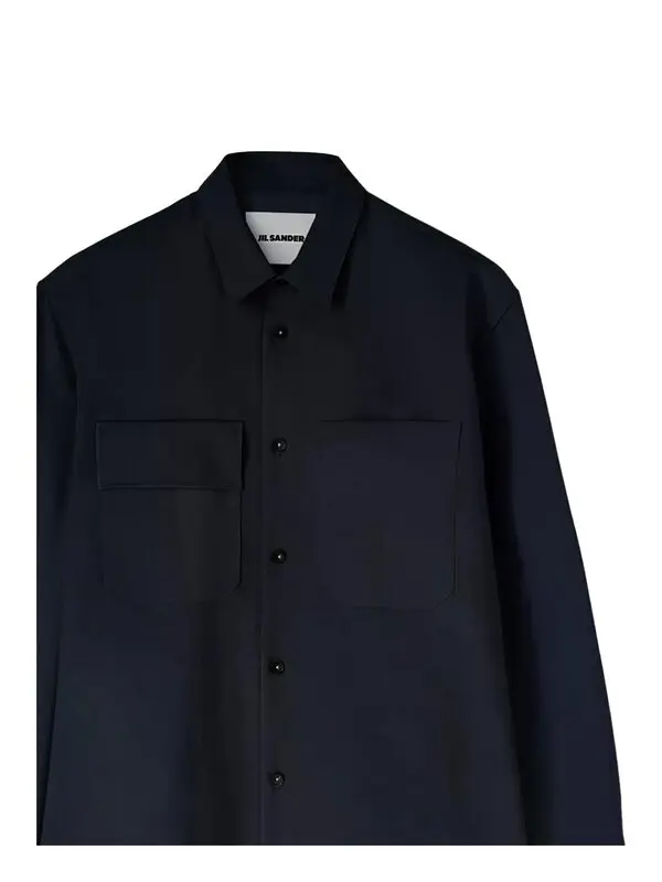 JIL SANDER Long-sleeved Wool Shirt - Blue