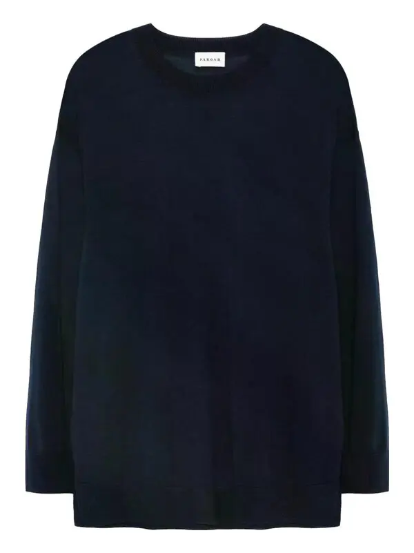 P.a.r.o.s.h Crew-neck Sweater With Side Slits And Ribbed Trim - Blue