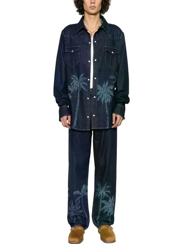 Alanui Graphic-print Cotton Shirt - Blue