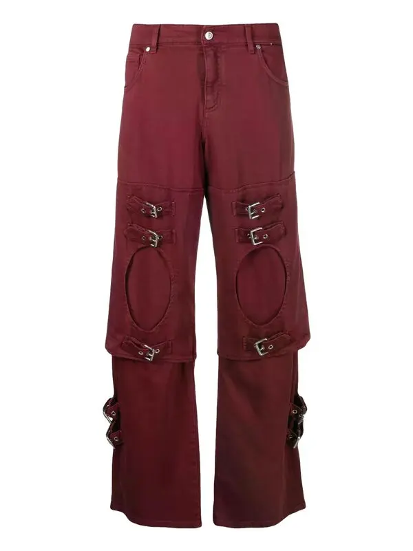 Blumarine Buckle Detail Boyfriend Jeans - Red